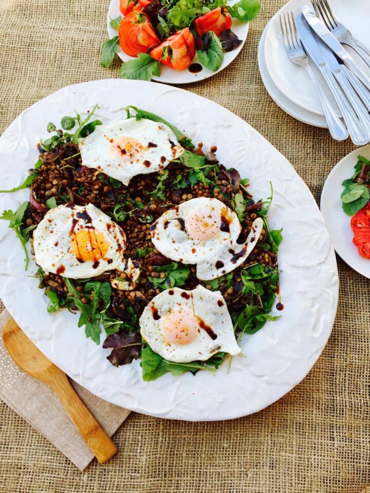 Brown And Green Lentils With Portobello Mushrooms, Wasabi Rocket And ...