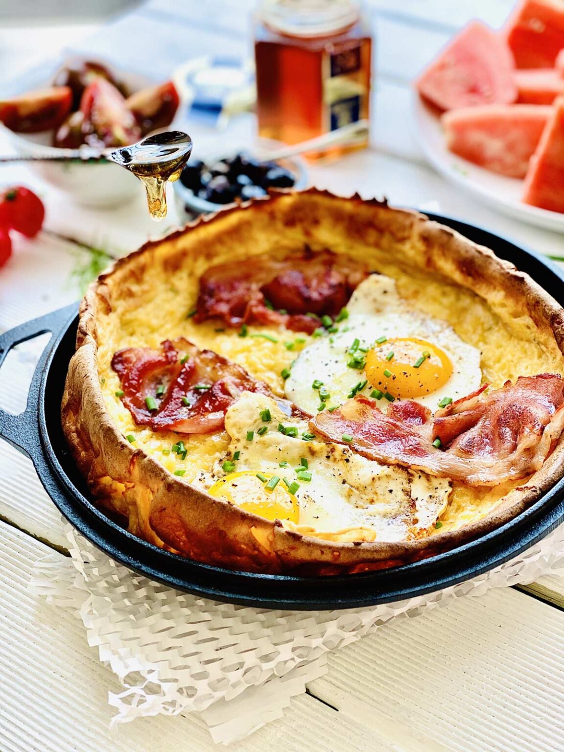 Bacon and Eggs Dutch Baby Pancake - Ramona's Cuisine